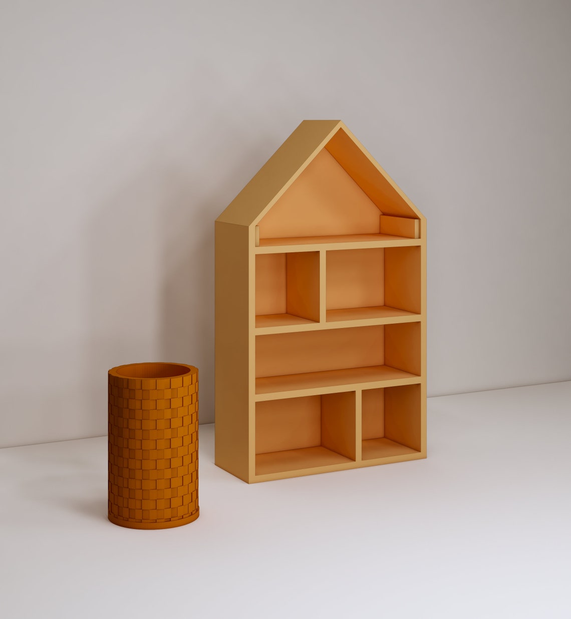 3D Dollhouse STL Files Modern House Bookcase and Basket STL Files for ...