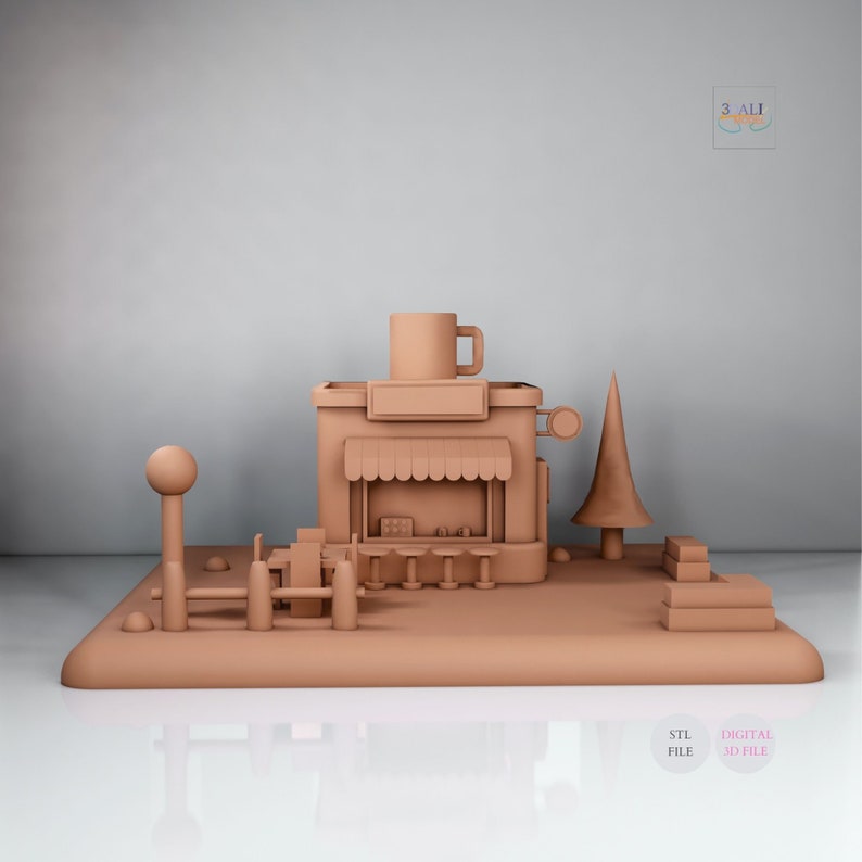 3D Dollhouse STL Files Cafe STL Files for 3D Printing Miniature 3D ...