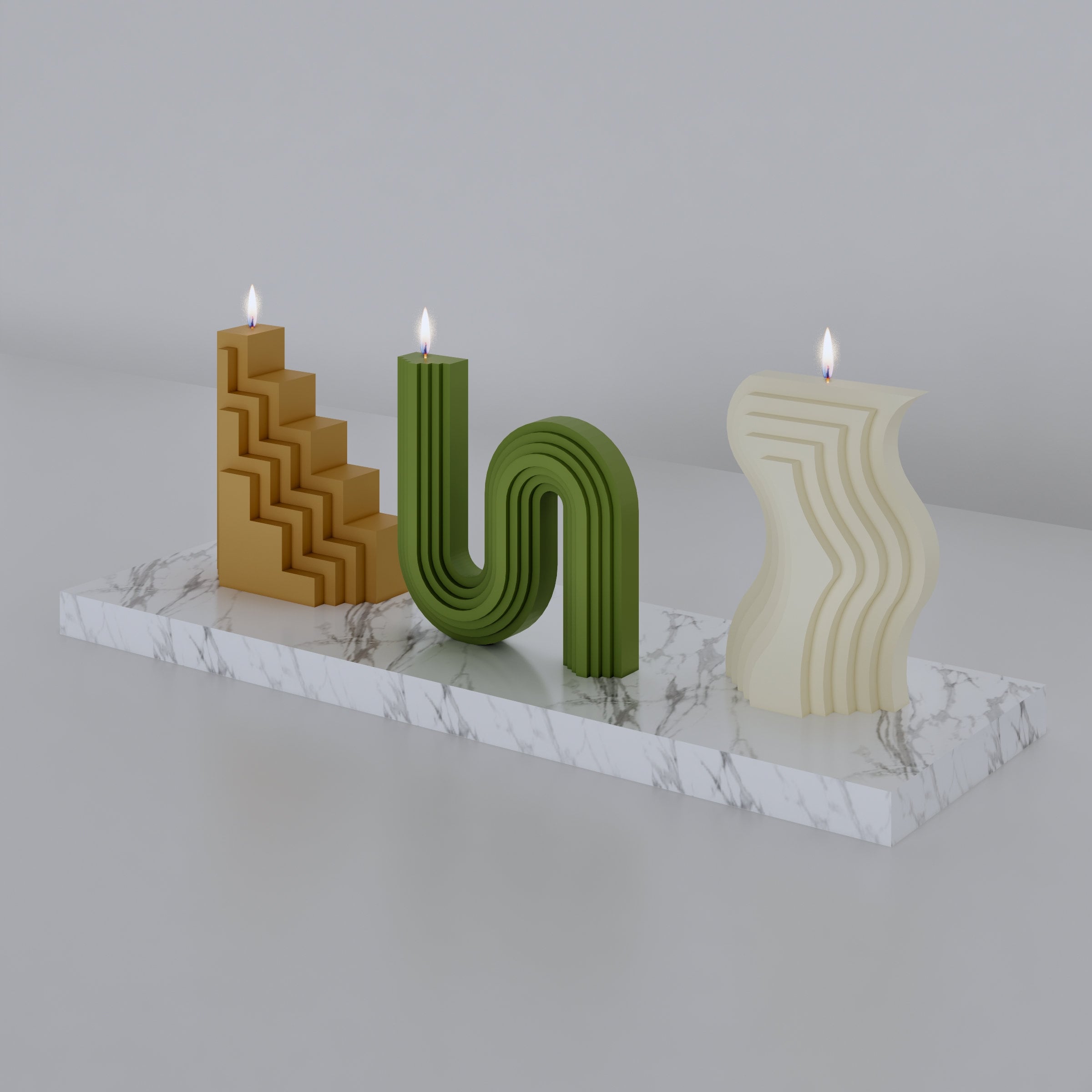 3D Candle Models STL Files Model-18 Three Geo Shapes Stl File 3D ...