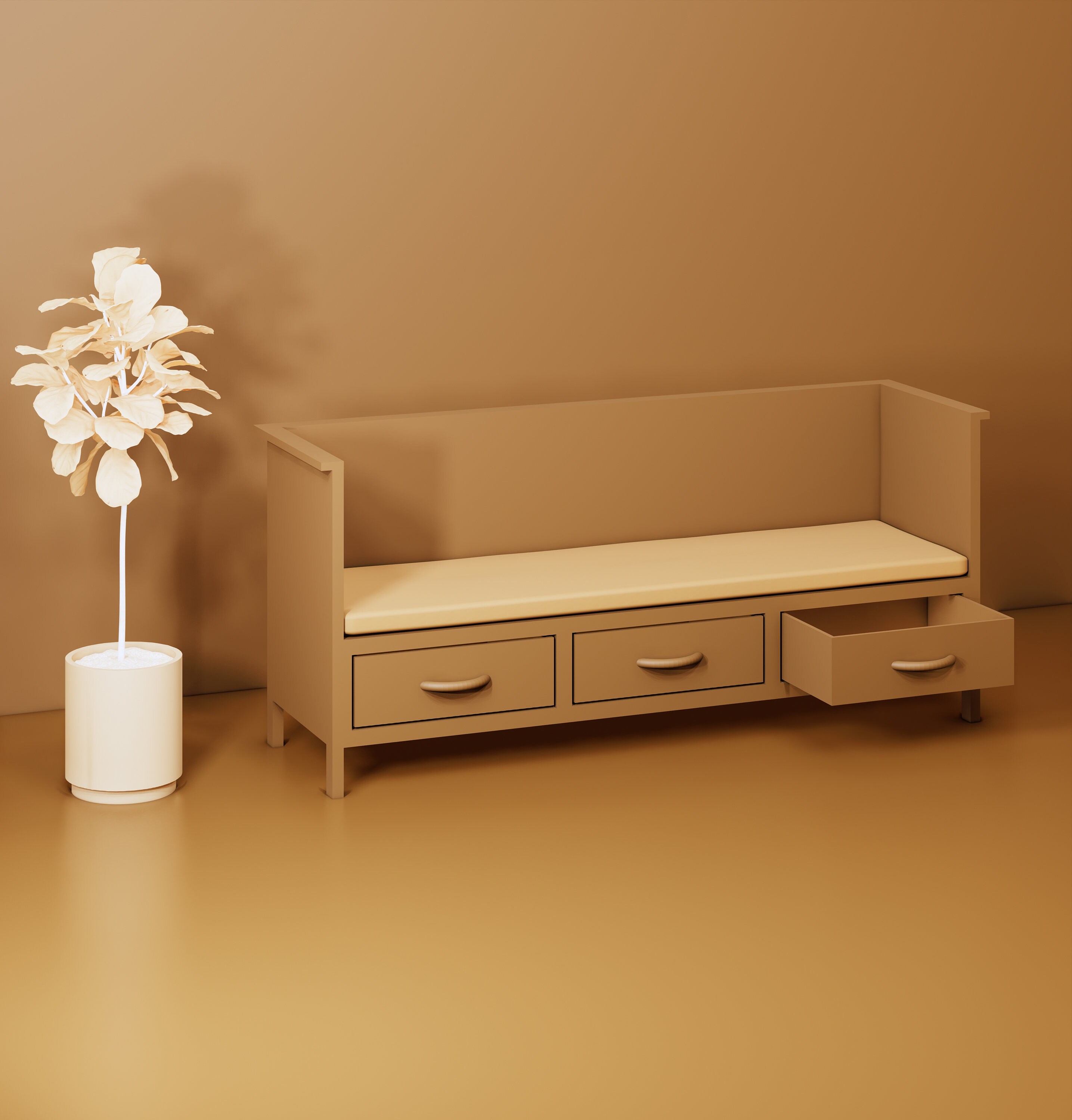 Modern Couch With Drawers STL File - Miniature Furniture - Dollhouse 1: ...