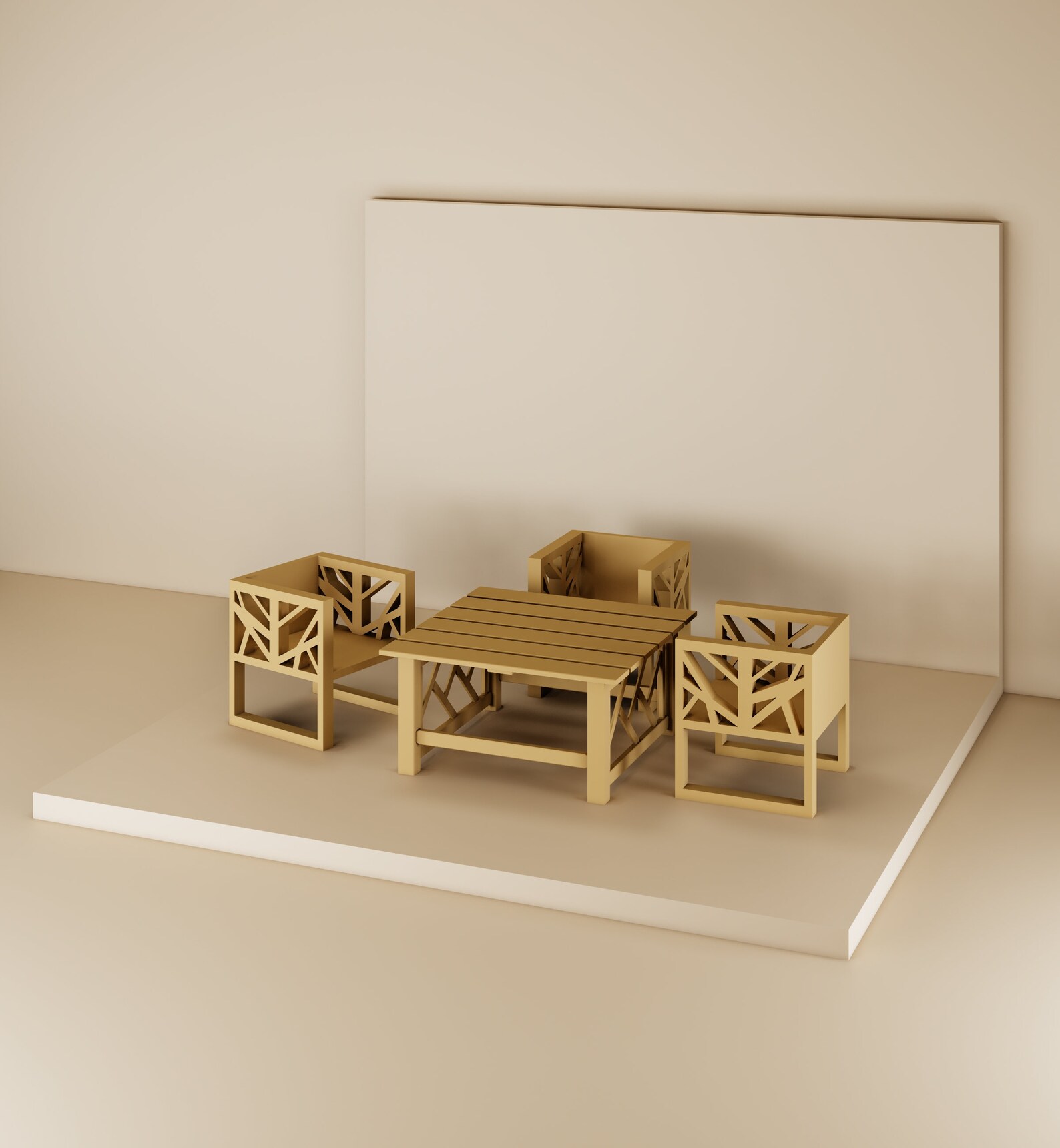 Garden Table and Chairs STL File - Miniature Furniture - Dollhouse 1:12 ...
