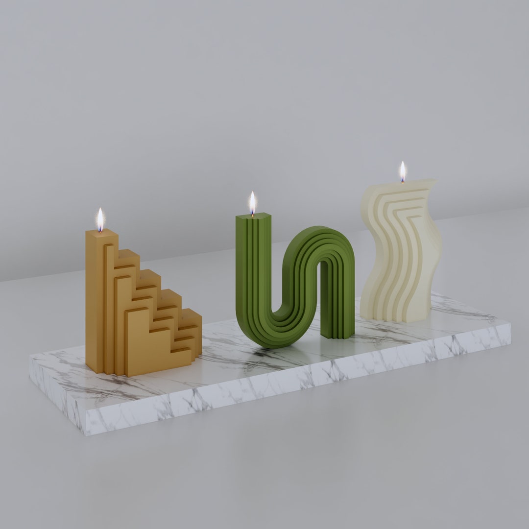 3D Candle Models STL Files Model-18 Three Geo Shapes Stl File 3D ...