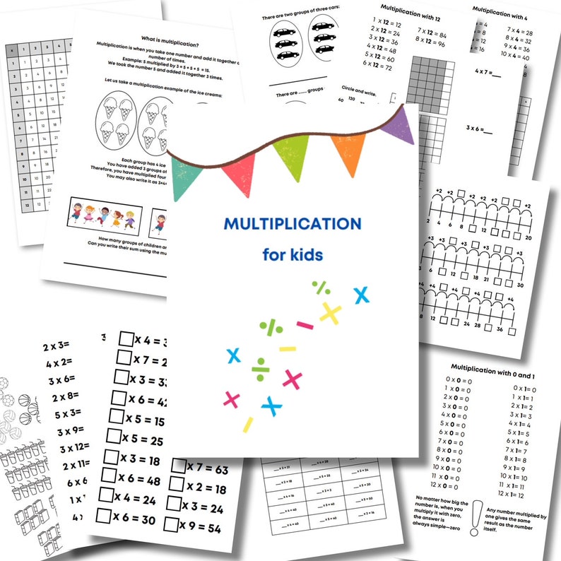 Printable Multiplication 1 to 12 for Children Worksheet - Etsy