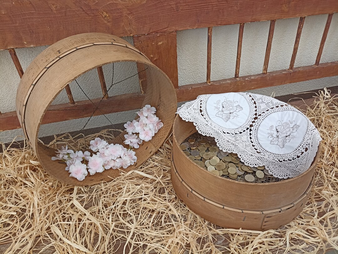 Two Large Wooden Hand Sieves - Antique Pasta Sieve - Vintage Decoration ...