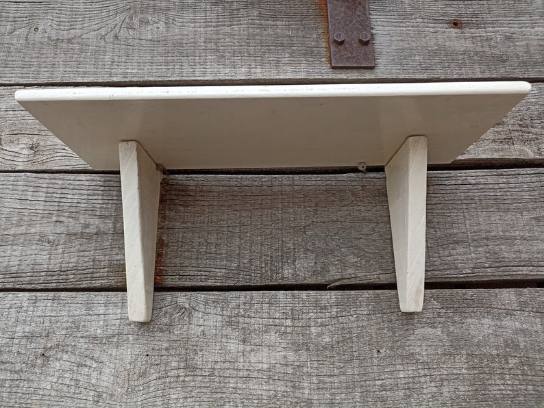 Rustic White Wall Shelf - Vintage Wooden Wall Shelf - Wall Decoration ...