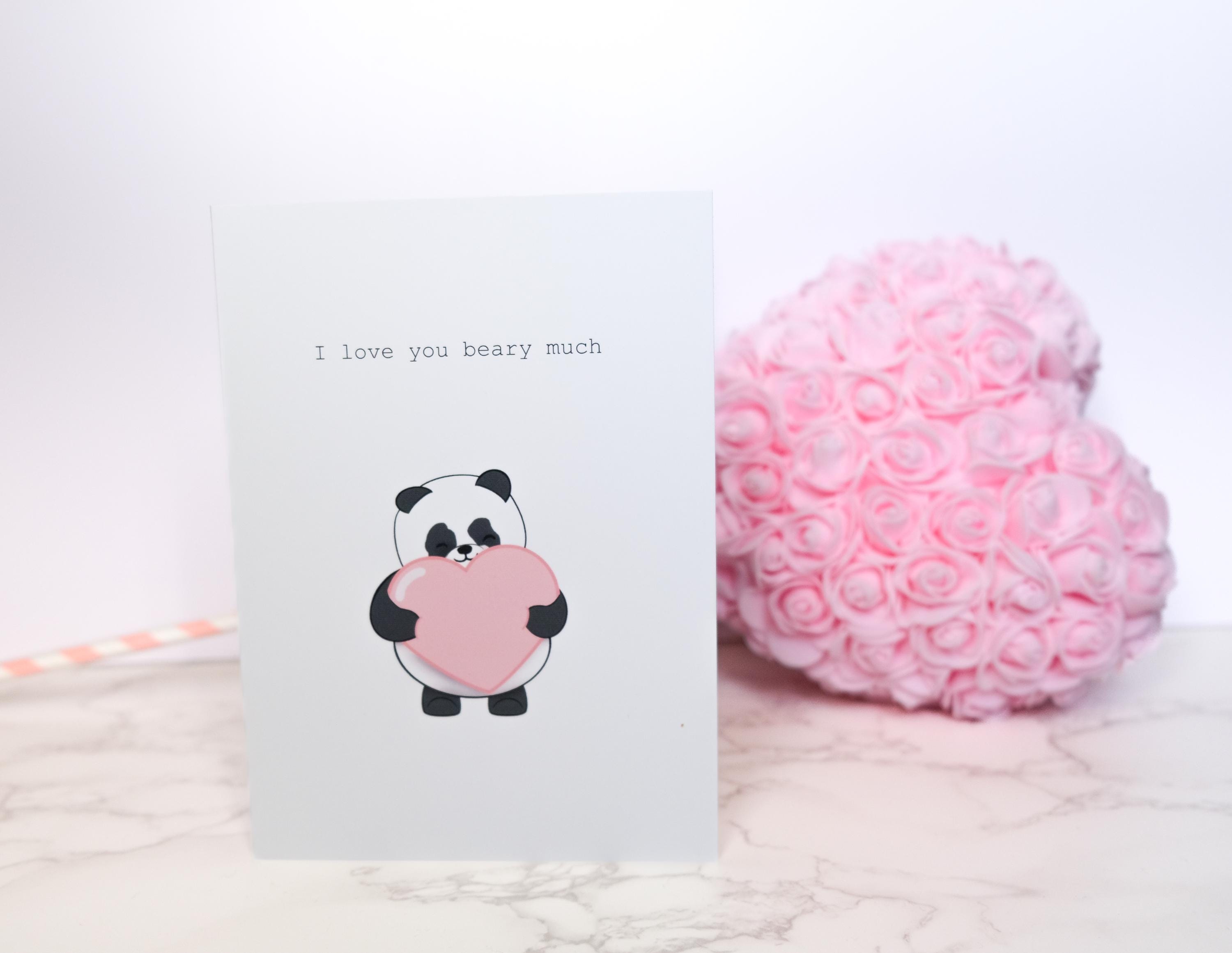 Panda Holding Heart Card | Anniversary Card, Valentines Card, Cute Card ...
