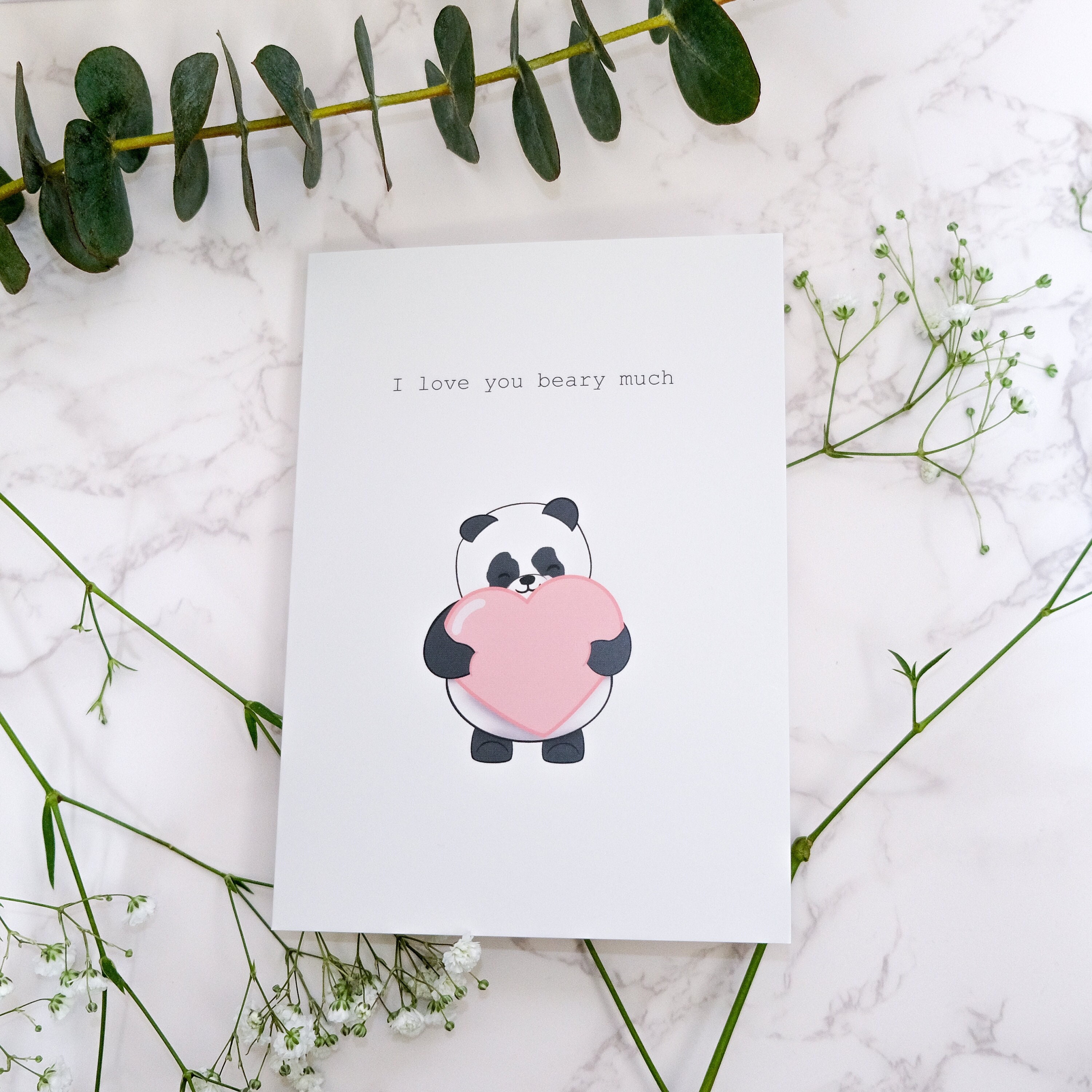 Panda Holding Heart Card | Anniversary Card, Valentines Card, Cute Card ...