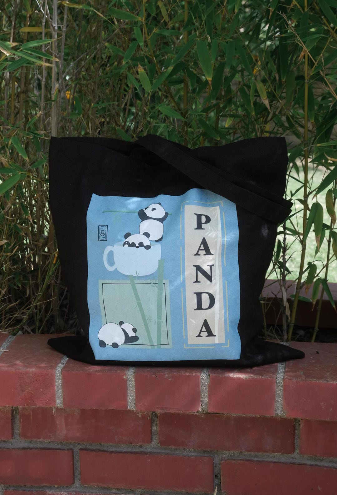 Panda Graphic Canvas Tote Bag | Matcha Pandas Design - Etsy