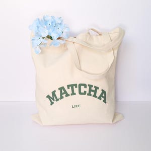 Matcha Monster Tote Bag, Canvas Tote Bag, Aesthetic Tote Bag, Reusable ...