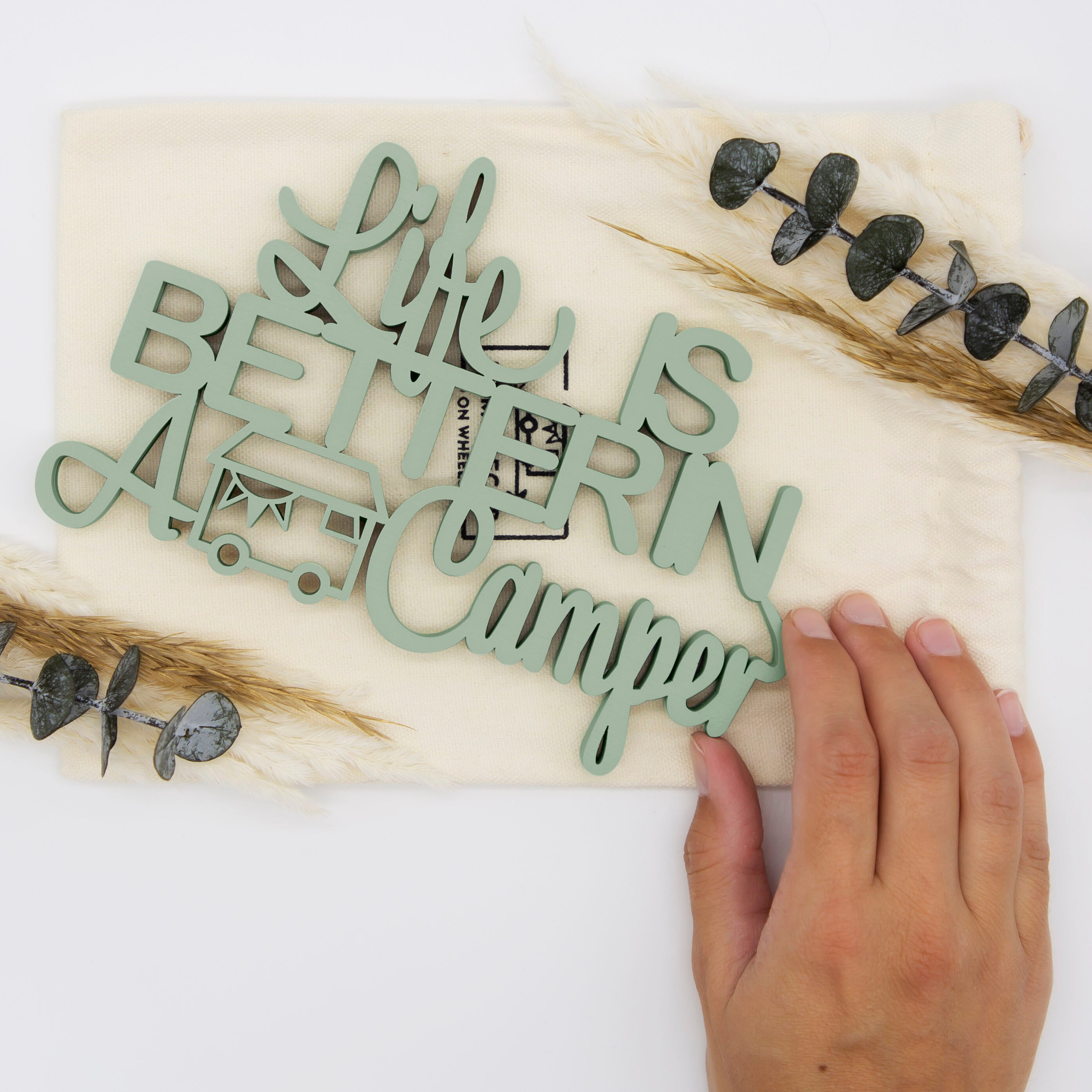 Houten letters Life Is Better In A Camper 3D-wanddecoratie voor camper ...