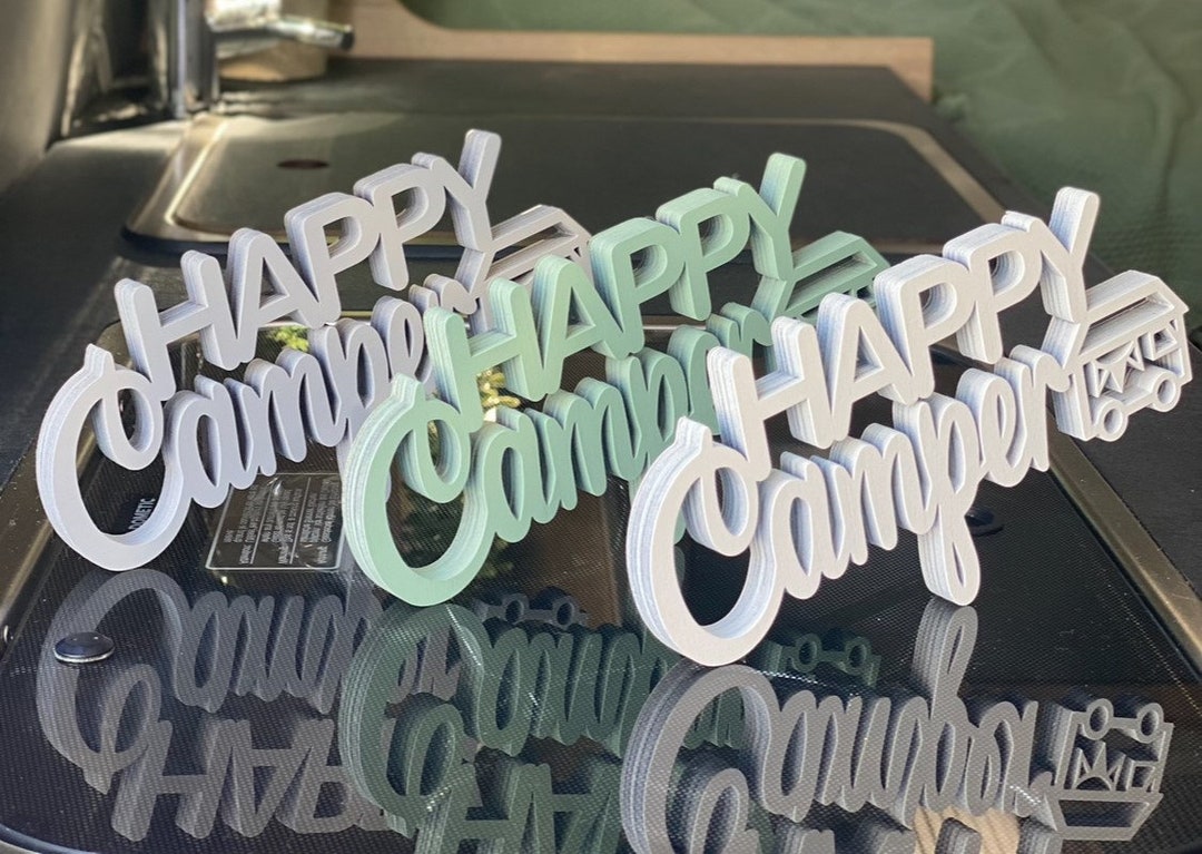 Decorative Wooden Lettering »happy Camper« - 3D Wall Decoration for ...
