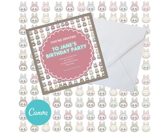 Customisable Labubu Birthday Invite - Etsy