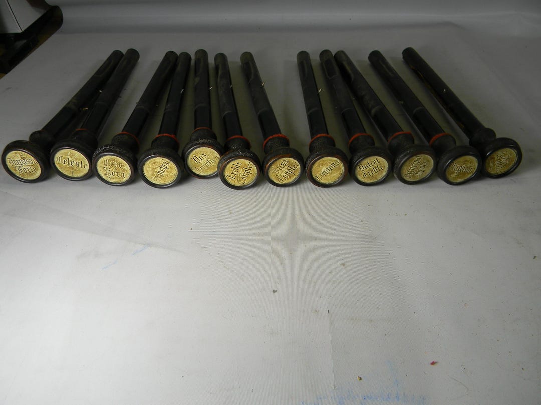 12 Vintage Pump Organ Stops , Pre 1930- Netzow , Milwaukee , Steampunk ...
