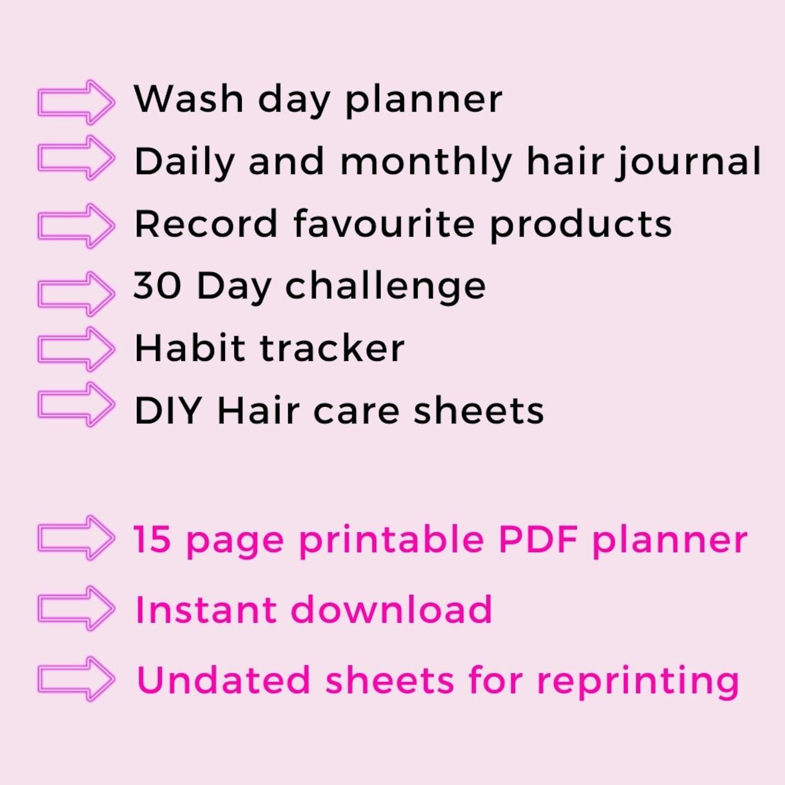 Haircare Planner // Printable Hair Care Planner, Hair Journal, Hair ...