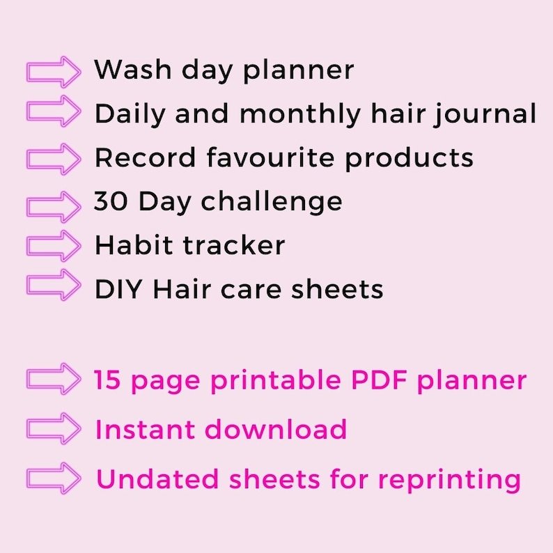 Haircare Planner // Printable Hair Care Planner, Hair Journal, Hair ...