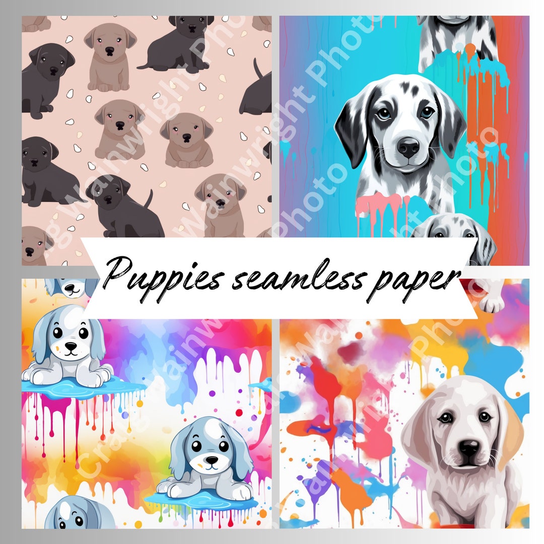 Dog Digital Paper Seamless Puppies Digital Download - Etsy