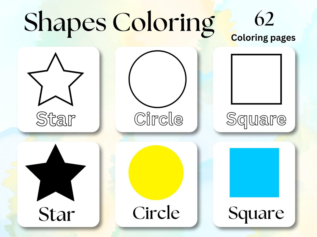 62 Shapes Coloring Pages and Flashcards, Toddler Flashcards, Preschool ...