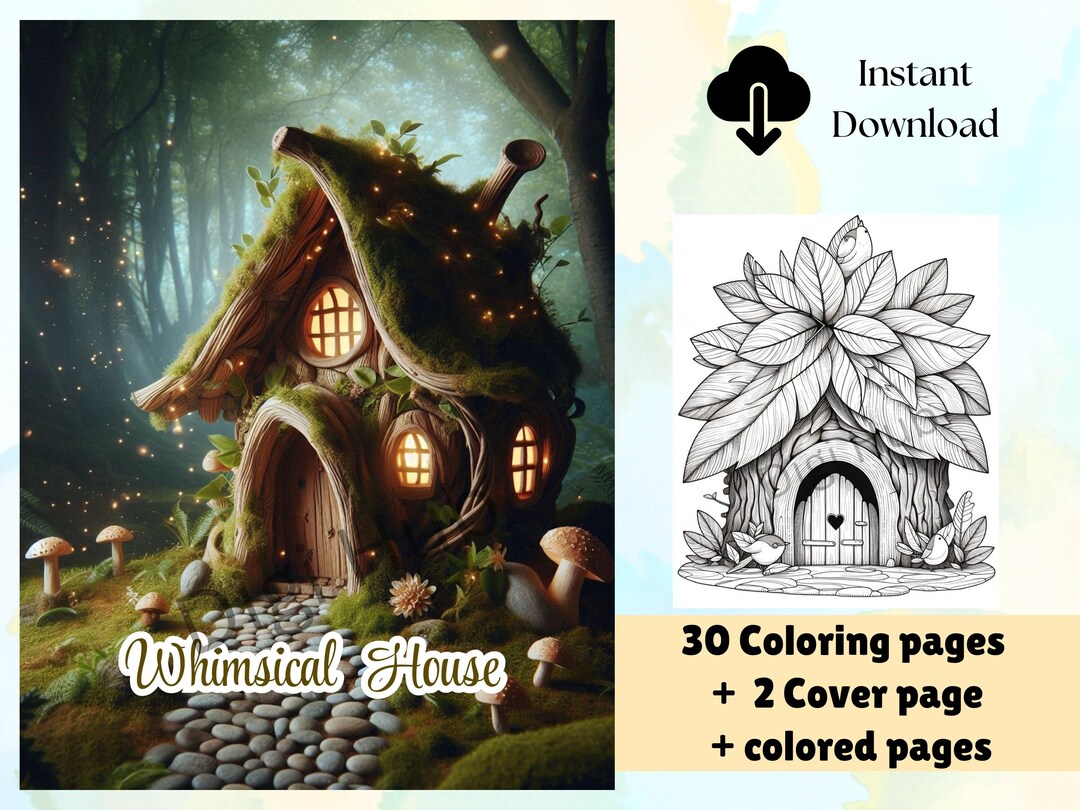 30 Whimsical House Coloring Pages, Fantasy Houses Fantasy Coloring Book ...
