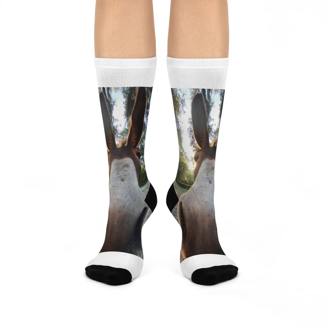 Donkey Cushioned Crew Socks - Fun Animal Print Footwear for Men and ...