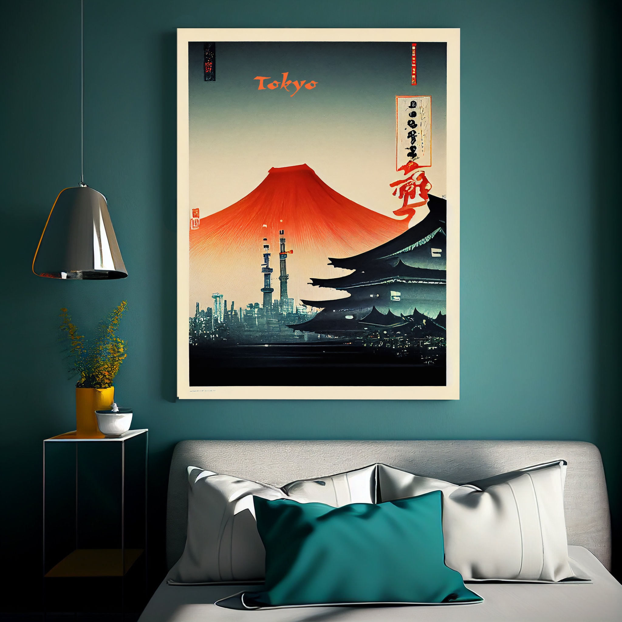 Japan, Tokyo, Retro Travel Poster, Japanese Landscape. Japanese Art ...