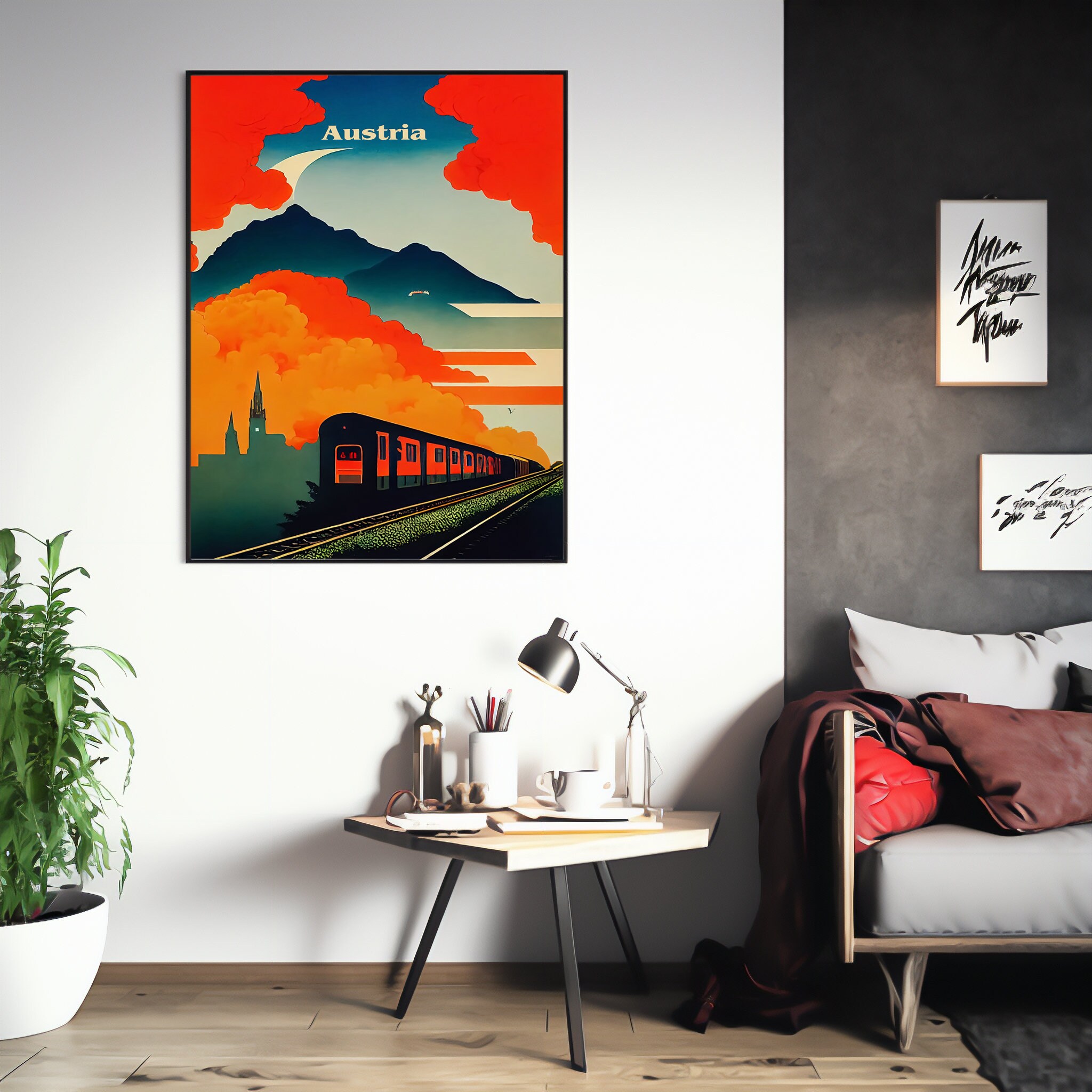 Austria Digital in Retro Travel Poster. Austria Poster for Preppy Room ...