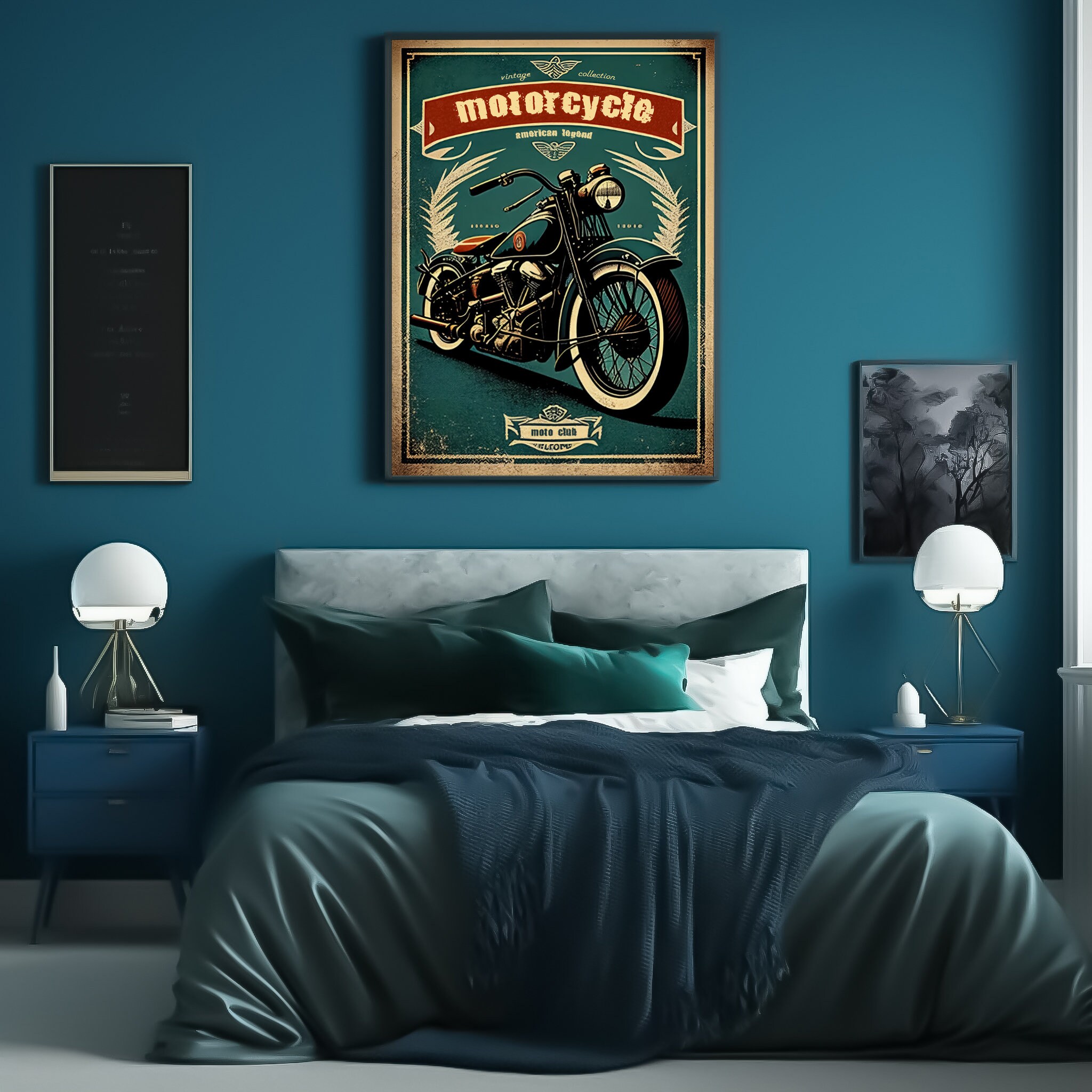 Motorcycle Art Print for Garage Decor. Motorcycle Gifts, Bike Vintage ...
