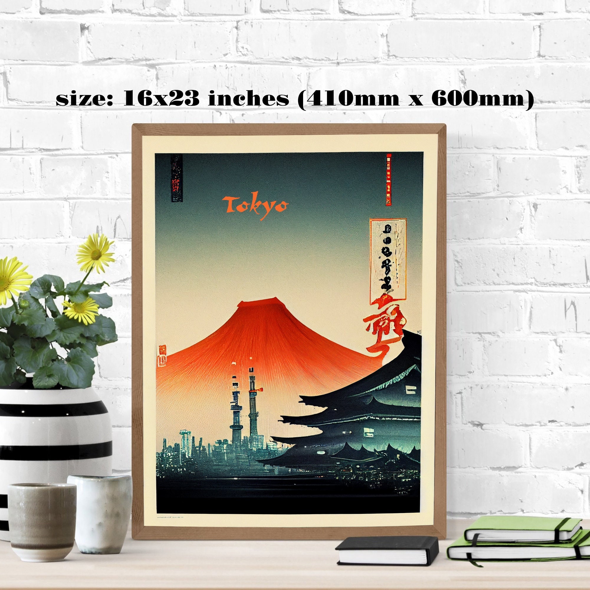 Japan, Tokyo, Retro Travel Poster, Japanese Landscape. Japanese Art ...