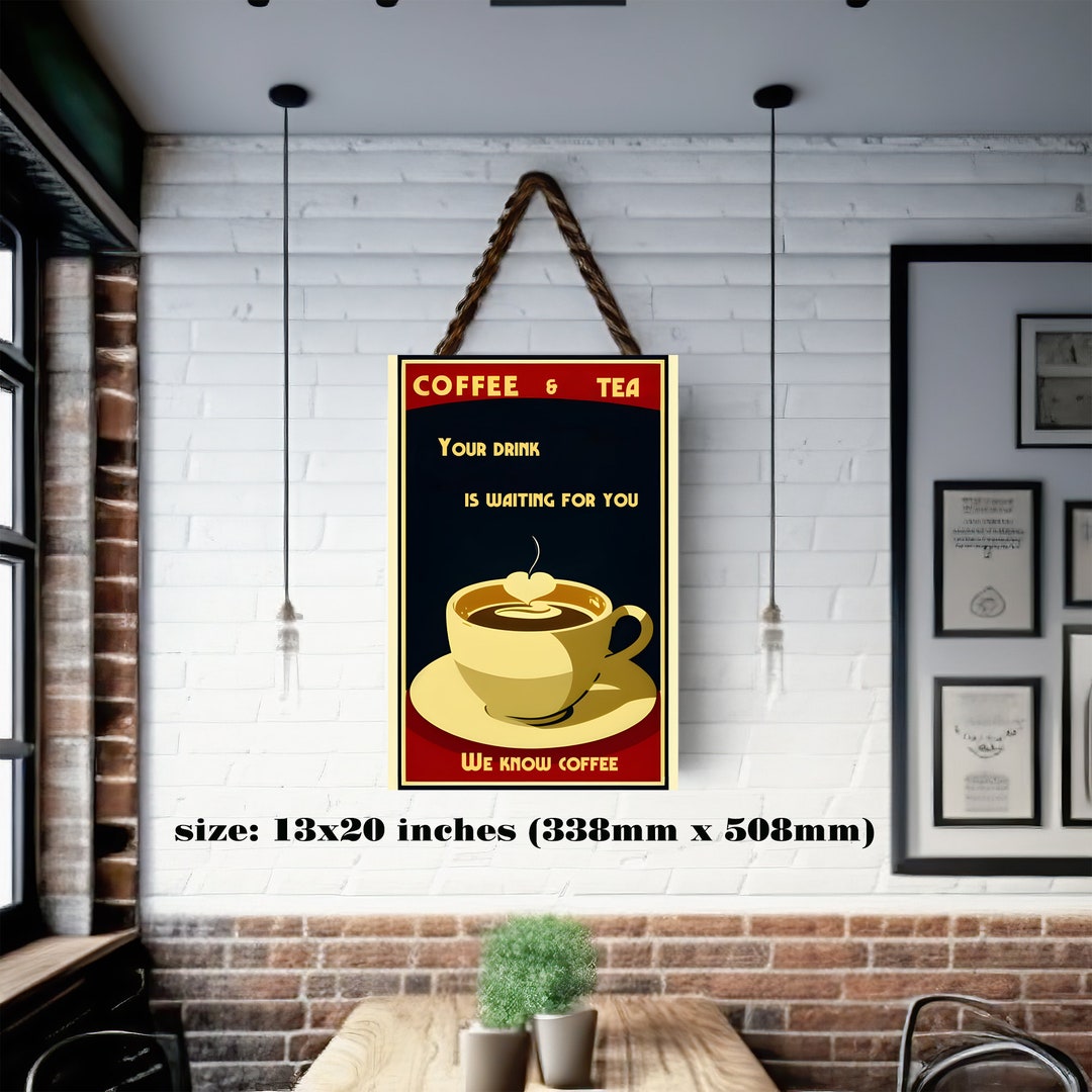 Retro Coffee Poster for Coffee Shop Decor. Vintage Coffee Print in ...
