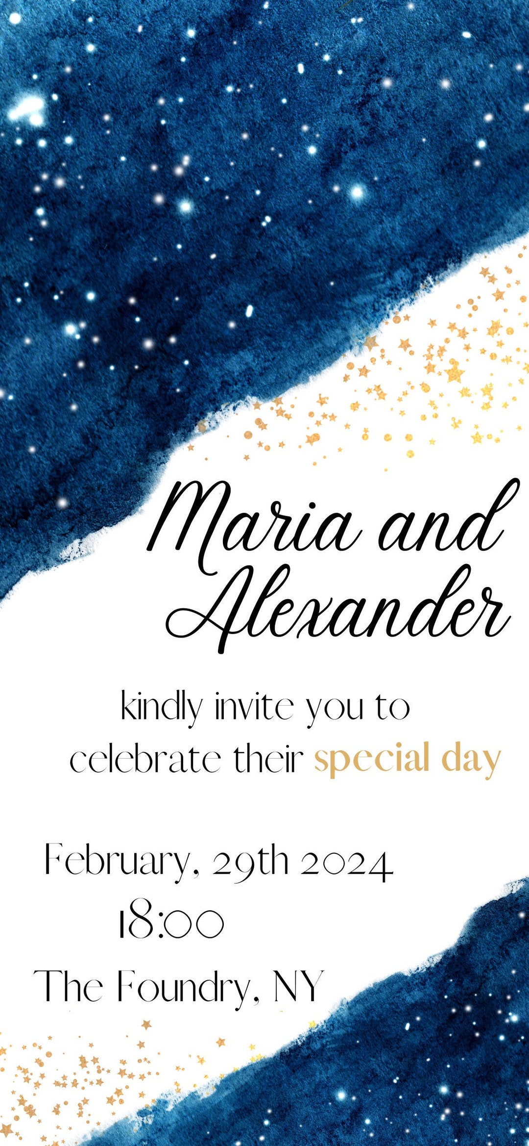 Editable Electronic Stars Wedding Invitation, Digital, E-invite, E-mail ...