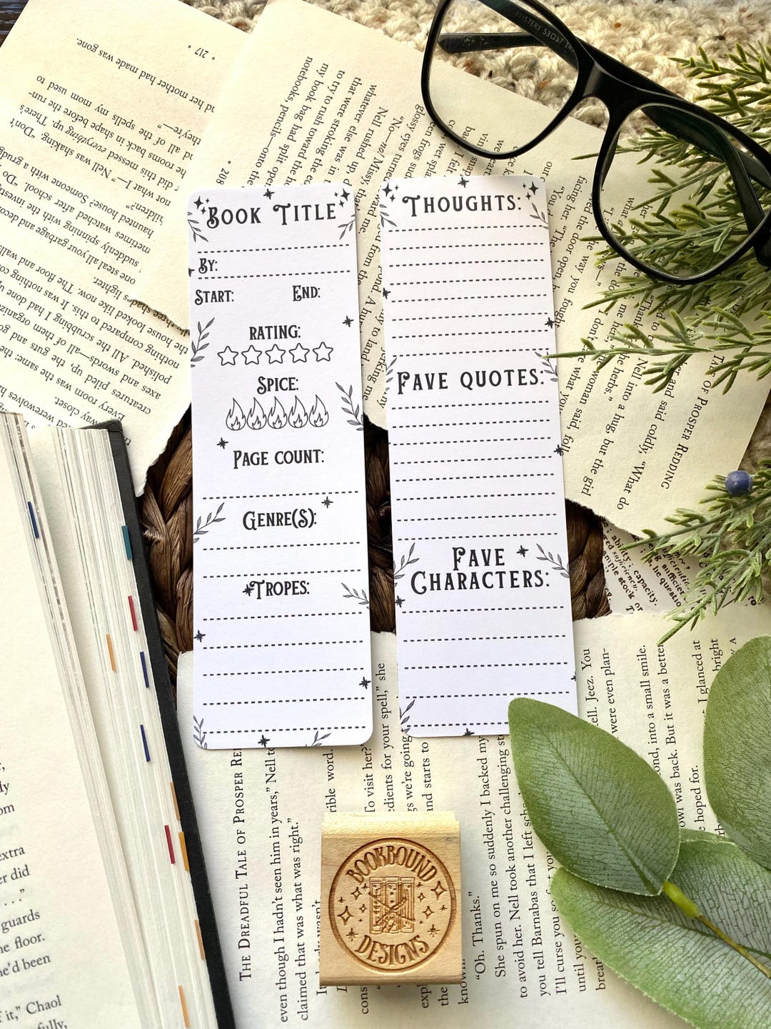 Book Review Bookmarks Cardstock Handmade Bookmarks Gift for Book Lovers ...