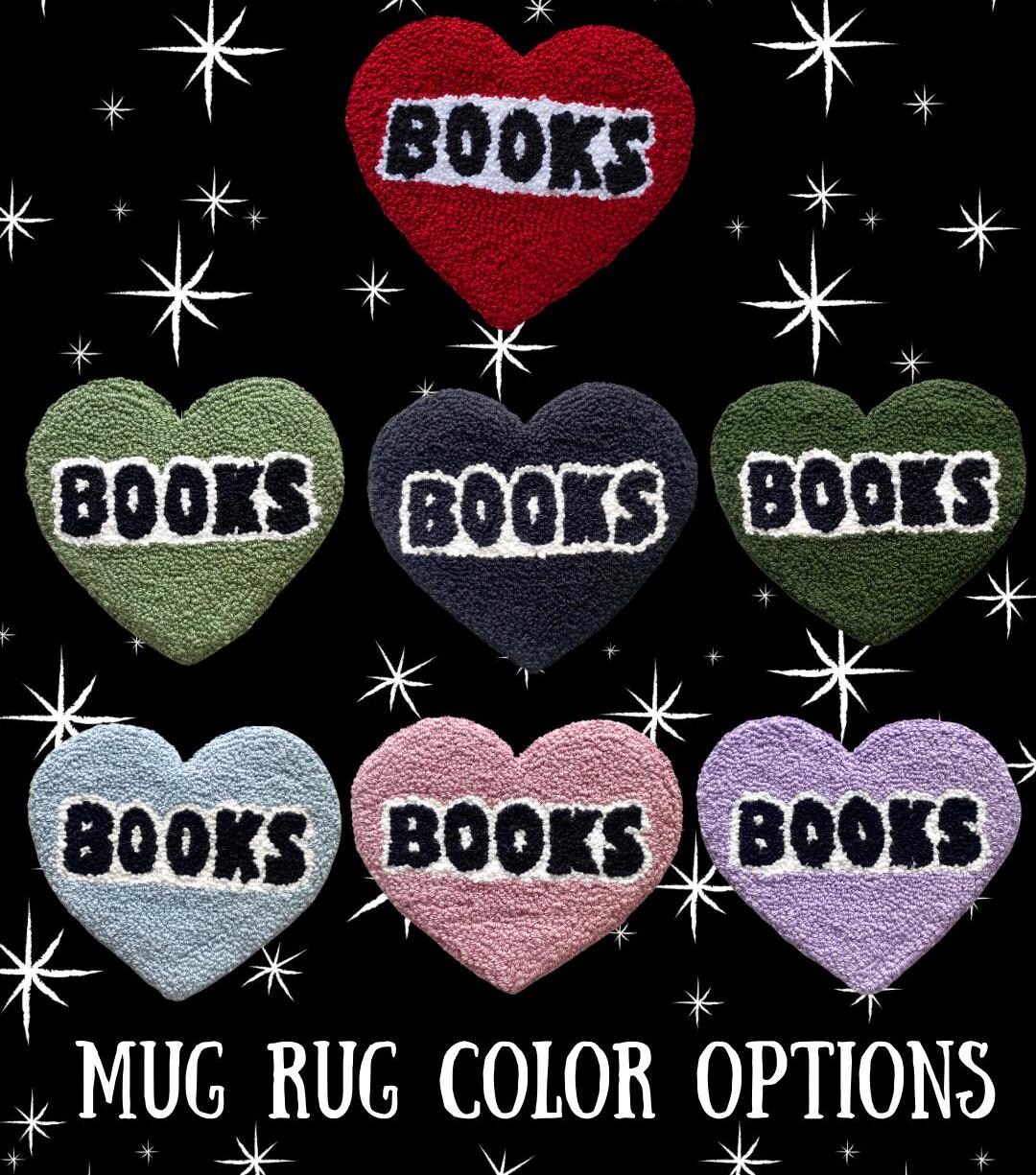 BOOKS Heart Shaped Mug Rug Drink Coaster Bookish Coaster for Book ...