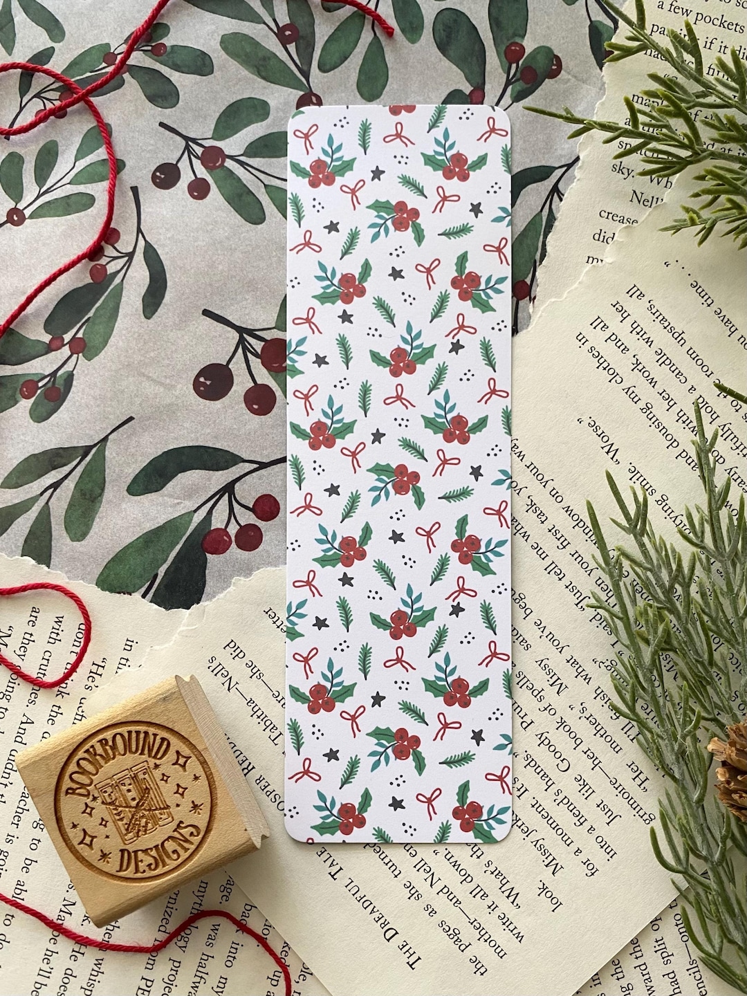 Christmas Holly Bookmark Laminated Handmade Bookmarks Gift for Book ...