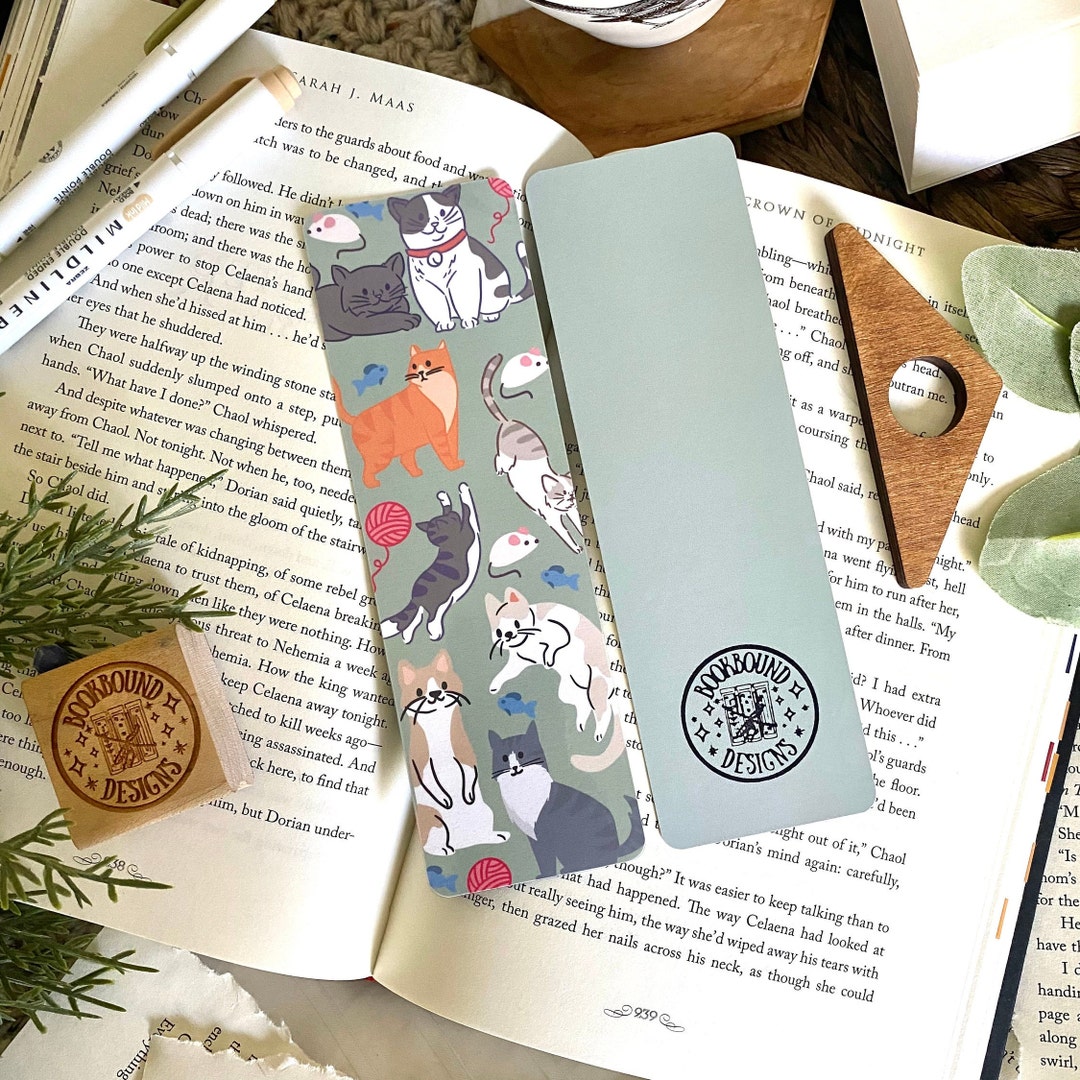 Playful Cats Bookmark Individual or Set Laminated Bookmarks Handmade ...