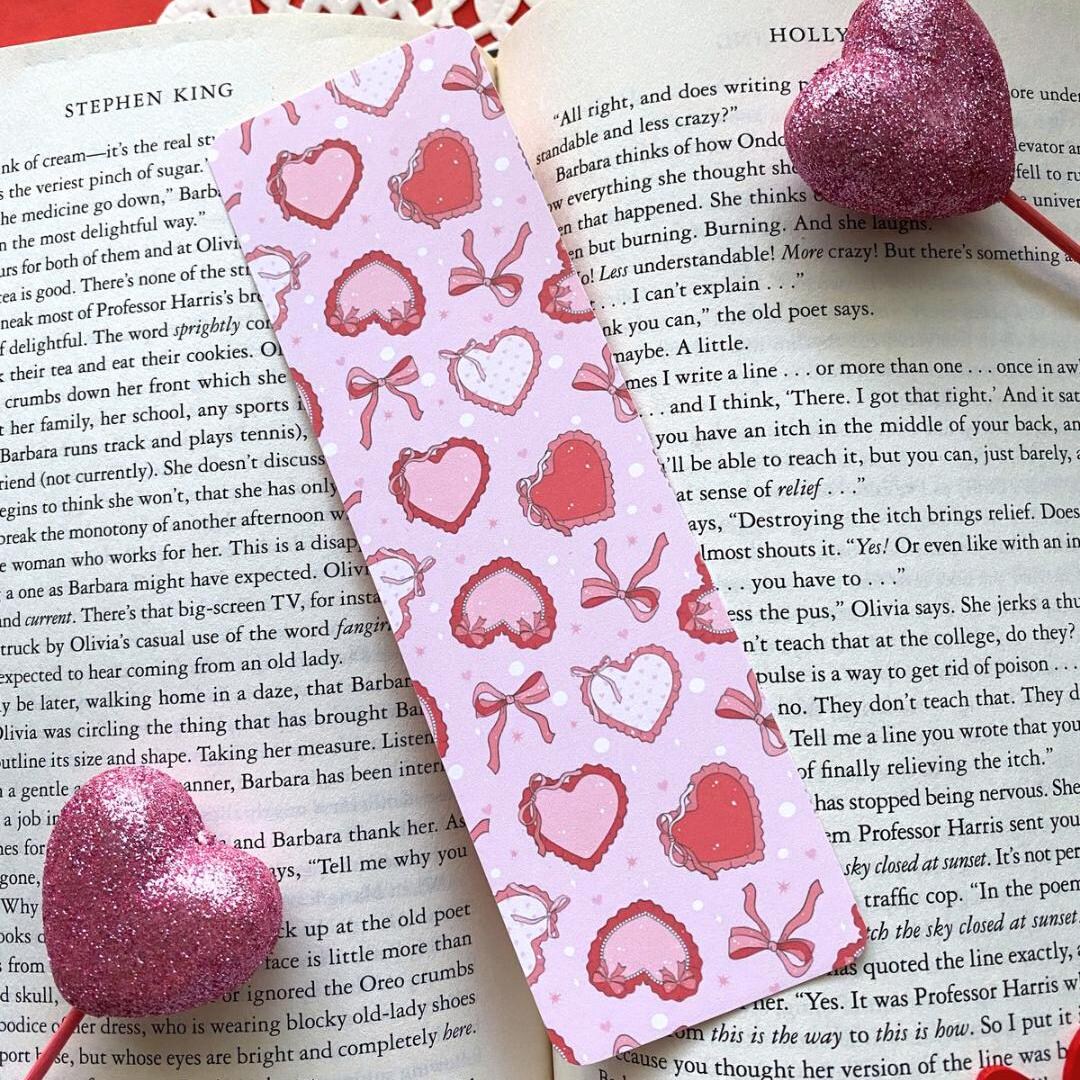 Doily Cute Hearts Bookmark Laminated Handmade Bookmarks Gift for Book ...