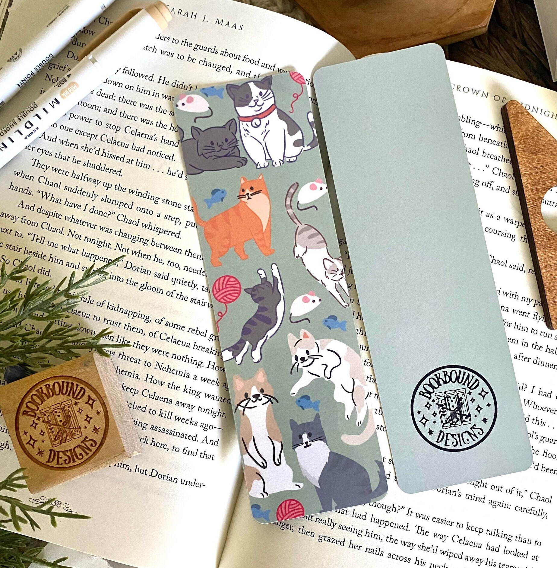 Playful Cats Bookmark Individual or Set Laminated Bookmarks Handmade ...