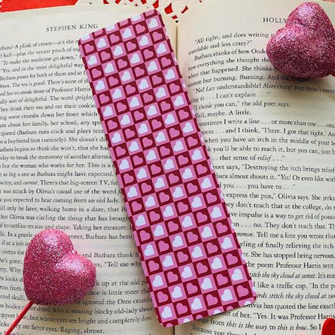 Heart Squares Bookmark Laminated Handmade Bookmarks Gift for Book ...