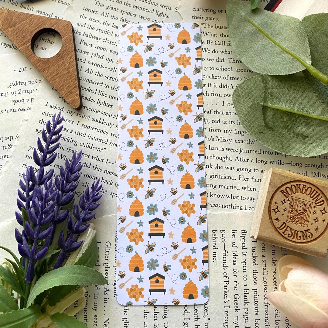 Honeycombs and Bees Bookmark Laminated Handmade Bookmarks Gift for Book ...