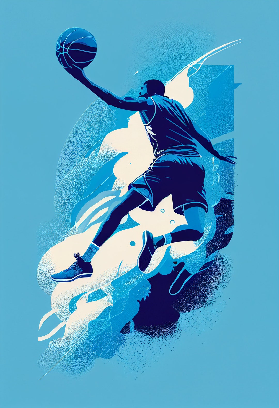 Swish and Score With Abstract Duo-color Basketball Art Prints Perfect ...