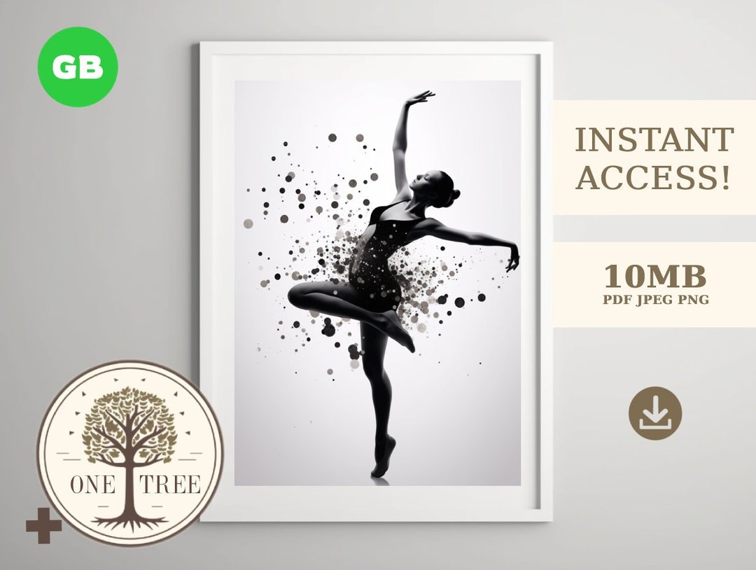 Dance Print Tree Planting Certificate Elegant Black & White Digital ...