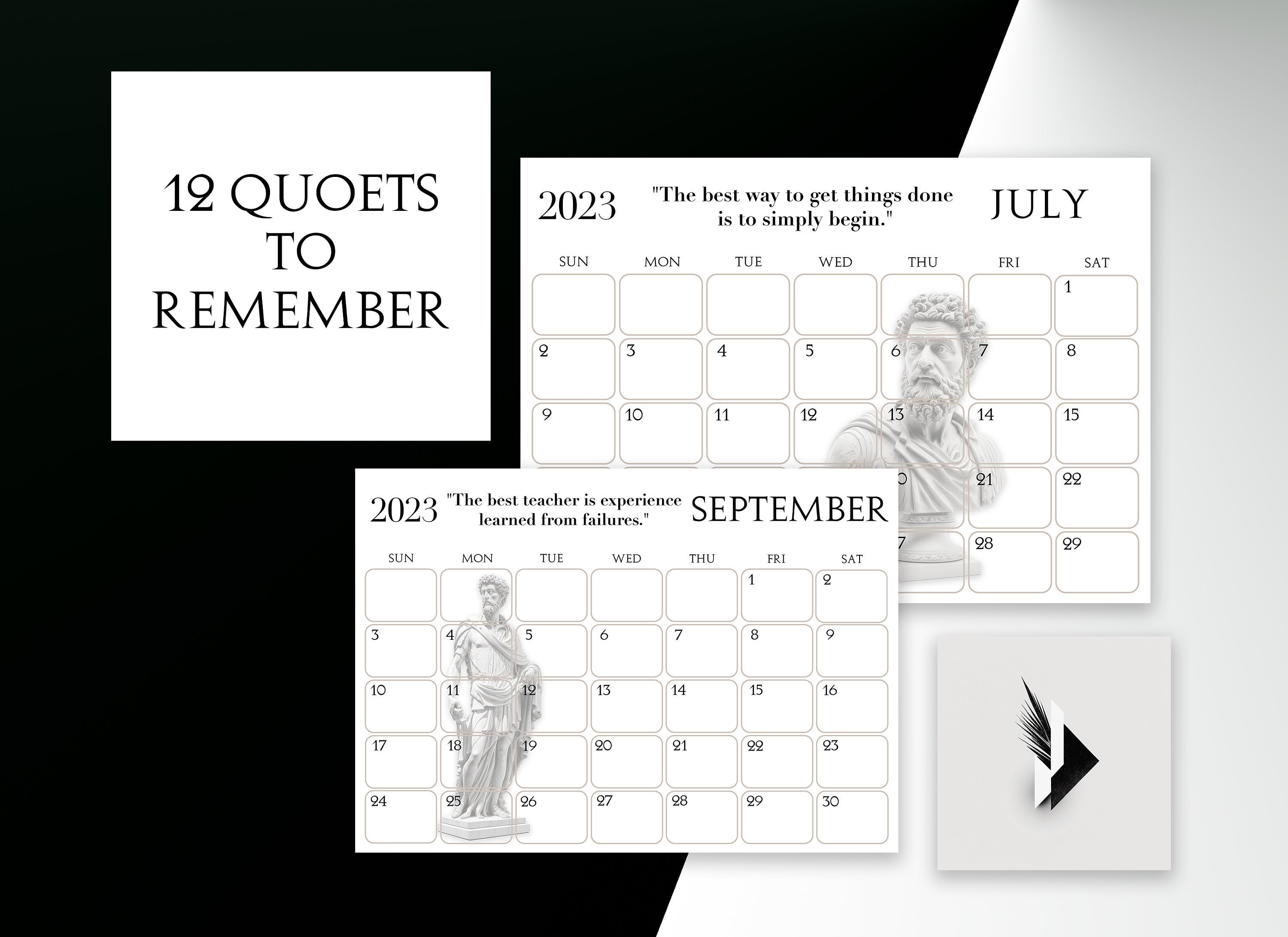 2023 Stoic Quotes Calendar Minimalist Marcus Aurelius Edition Stoicism ...