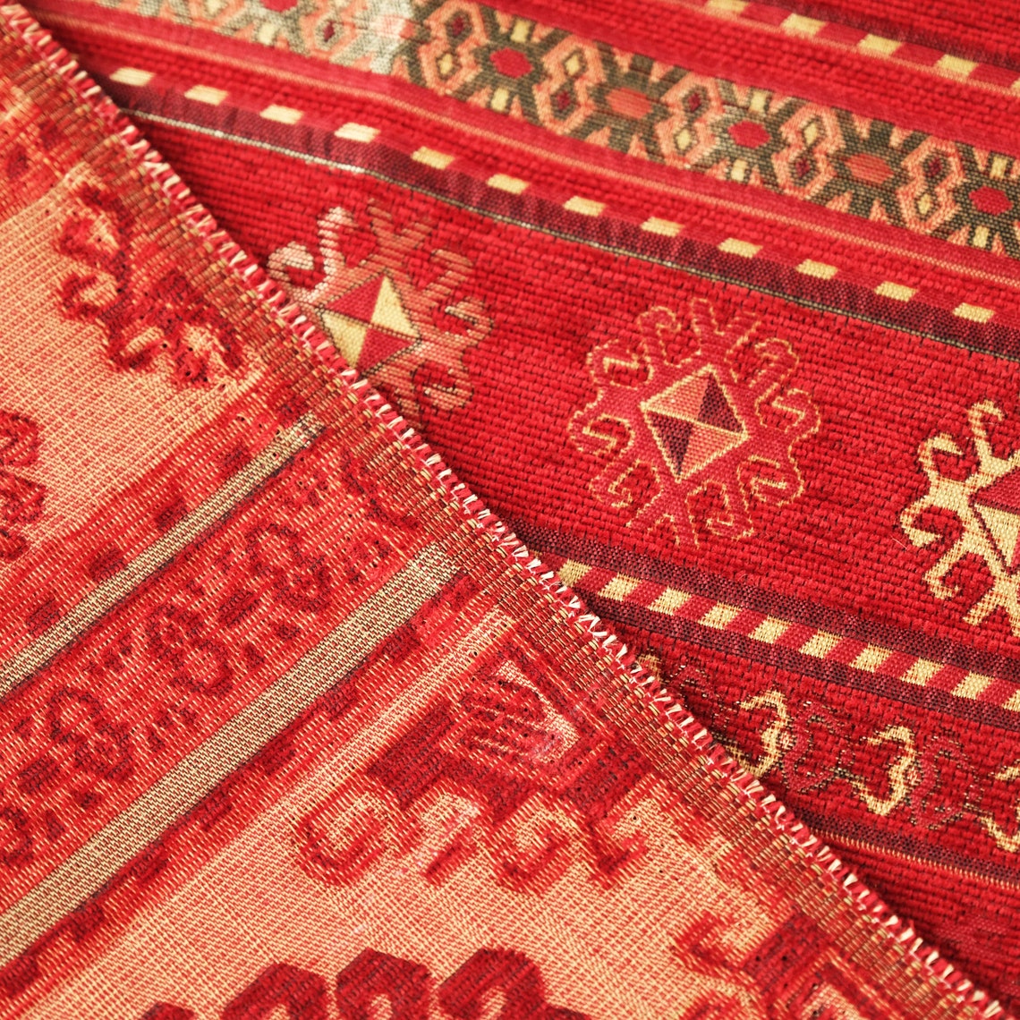 Red Kilim Fabric, Kilim Fabric by Yard, Turkish Kilim Fabric, Kilim ...