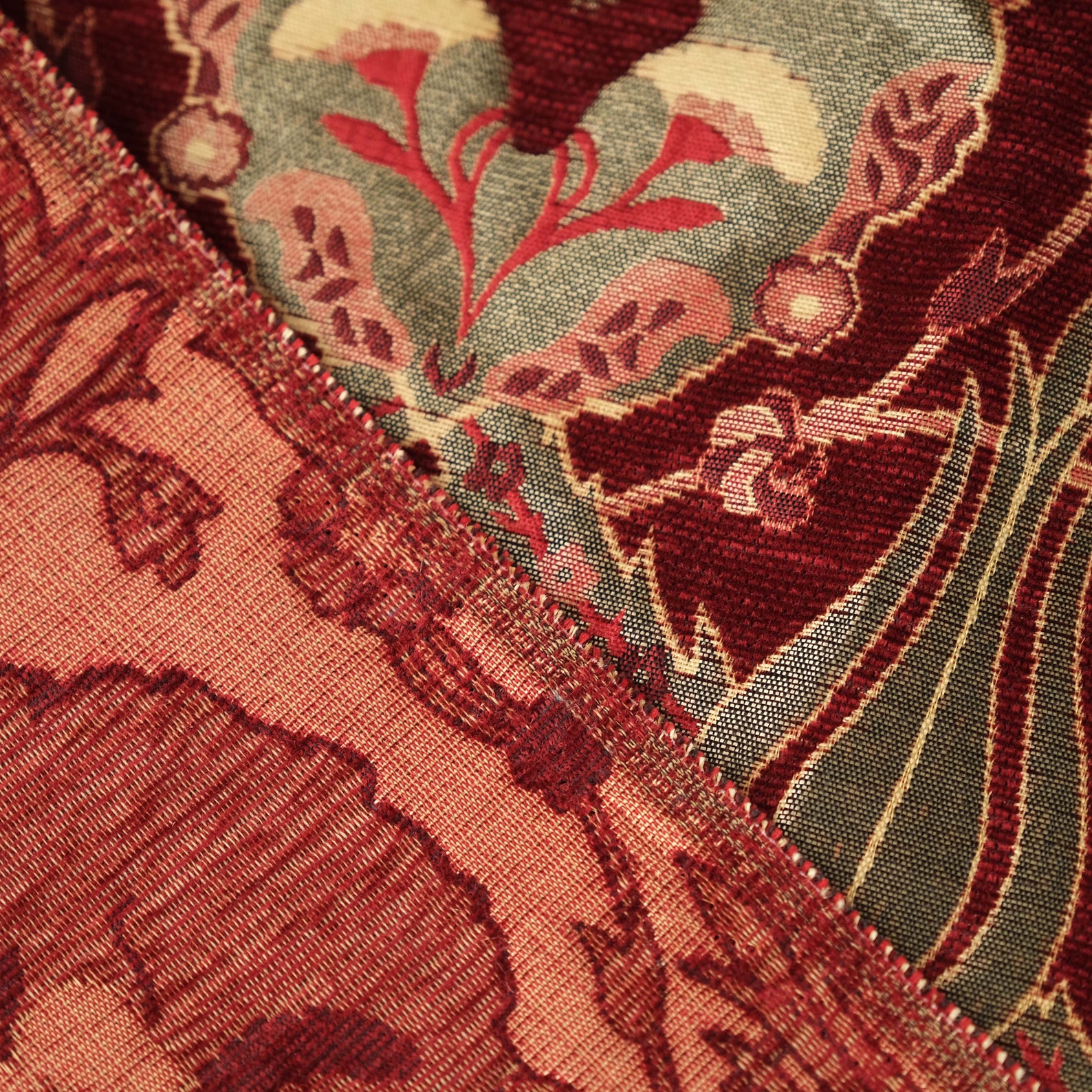 Dark Red Upholstery Fabric, Turkish Kilim Fabric, Kilim Fabric by Yard ...