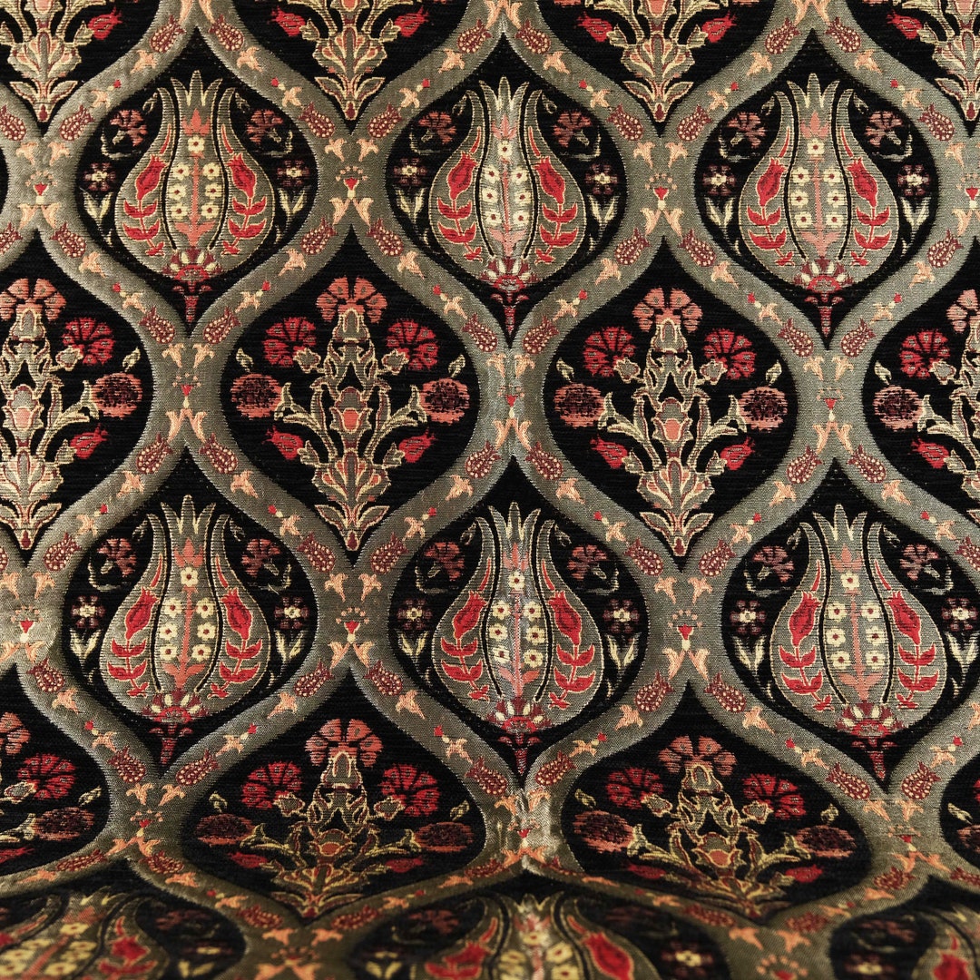 Black Turkish Kilim Fabric: Oriental Upholstery Fabric by the Yard - Etsy
