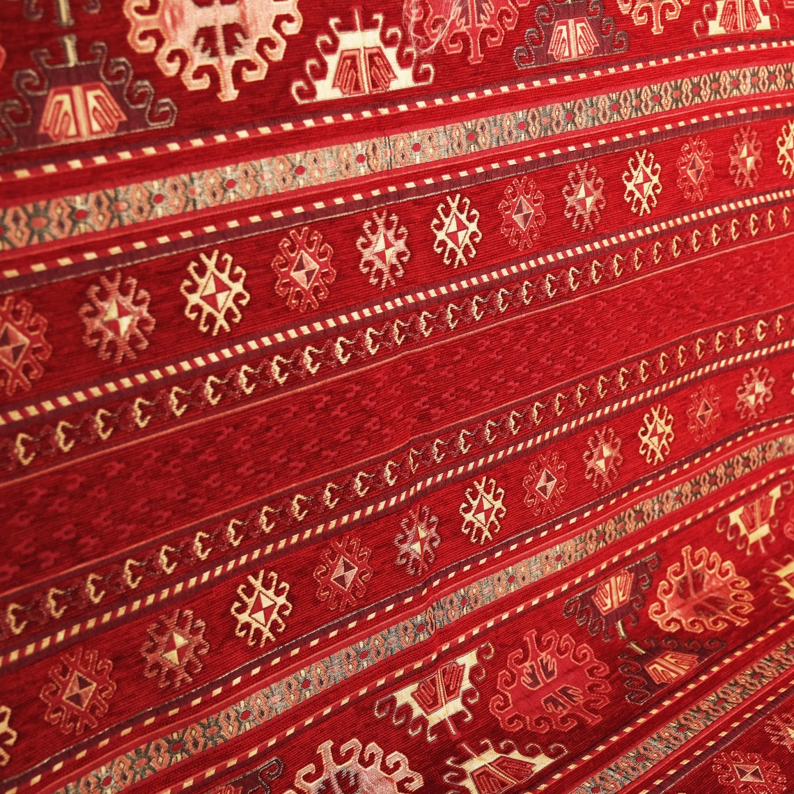Red Kilim Fabric, Kilim Fabric by Yard, Turkish Kilim Fabric, Kilim ...