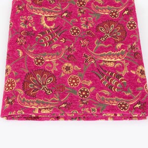 Fuchsia Floral Upholstery Fabric by the Yard: Durable Chenille - Etsy