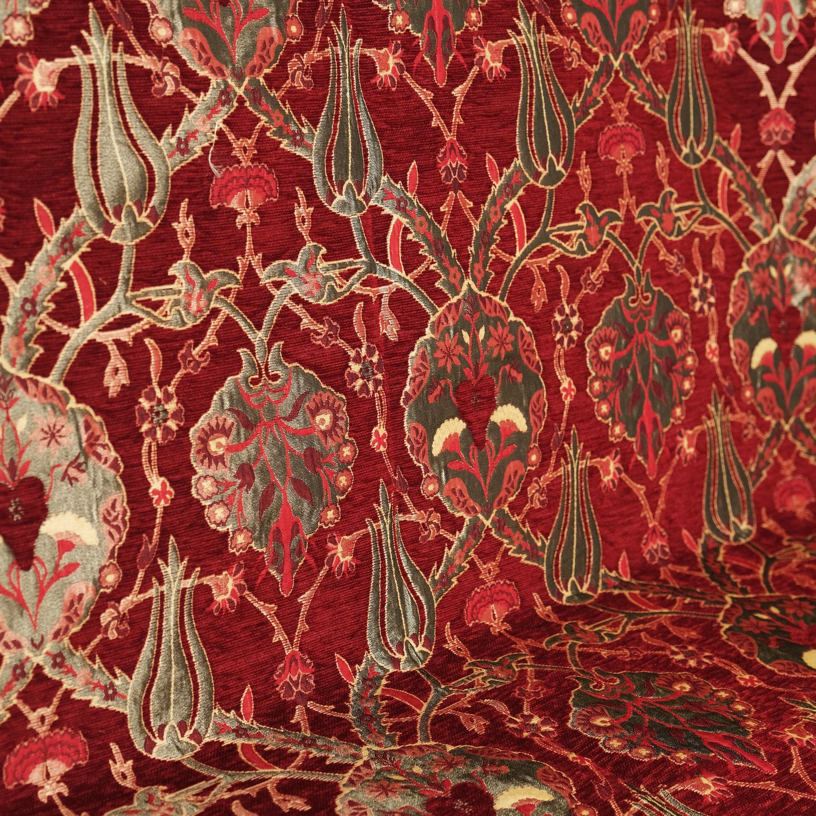 Dark Red Upholstery Fabric, Turkish Kilim Fabric, Kilim Fabric by Yard ...