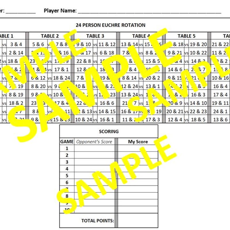 Euchre Score Cards Printables - Etsy