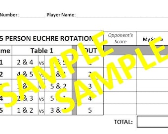 8 Person Euchre Tournament Rotation Scorecard - Etsy