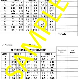 12 Person Euchre Tournament Rotation Scorecard - Etsy