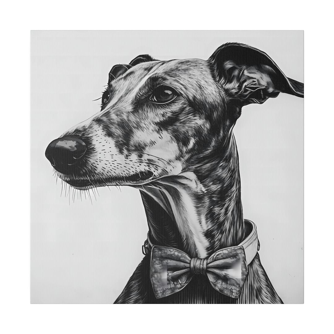 Greyhound Dog Portrait Comic Book Ink Style Art Stretched Matte Canvas ...